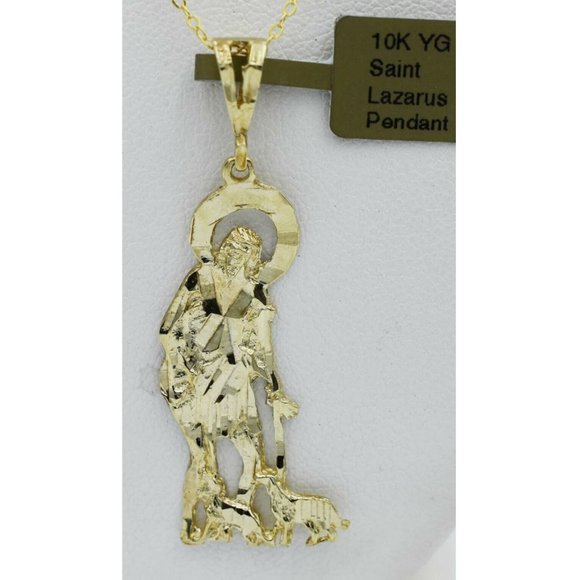 Jewelry | Solid Saint Lazarus Pendant 1k Yellow Gold New With Tag Free ...
